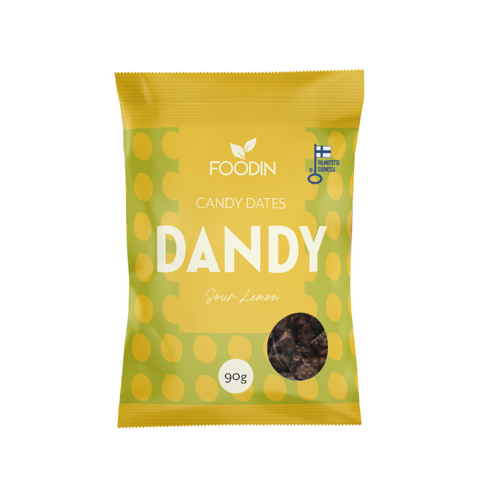 Foodin Dandy Candy Dates, Kirpeä Sitruuna 90g (outlet) - PUR-kauppa